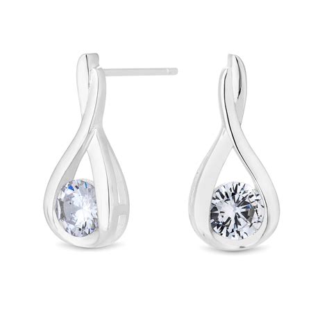 Simply Silver Sterling Silver 925 Cubic Zirconia Solitaire Twist Drop