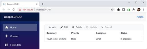how to build a blazor crud application with dapper