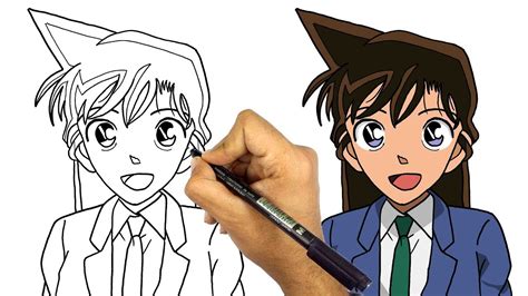 رسم ران الرائعة من انمي المحقق كونان باسهل طريقة خطوة بخطوة