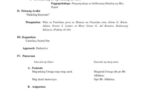 Detailed Lesson Plan In Filipino By Alkhima Macarompis Nbkomputer