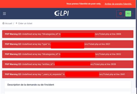 glpi 10 0 dev php warnings when impersonating post only · issue 12427
