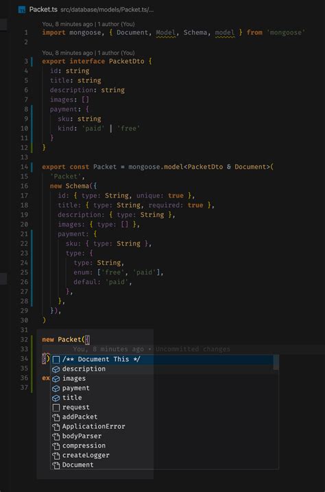 typescript mongoose get intellisense or warnings for schema fields in