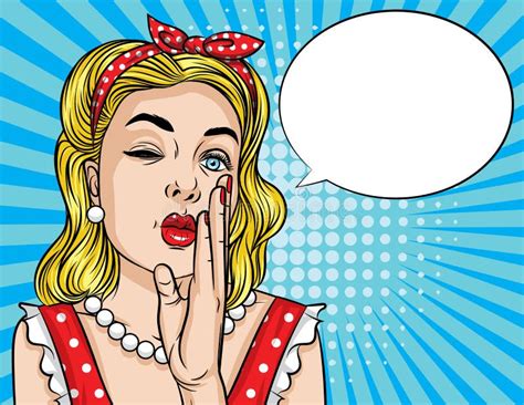 Vector Retro Illustration Of Pop Art Comic Style Beautiful Woman In