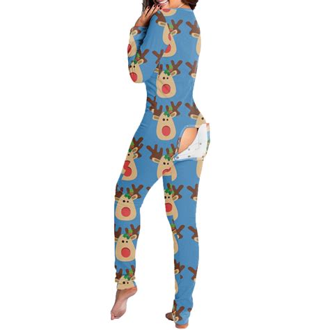 Tmoyzq Womens Plus Size Sexy Jumpsuit Sleepwear Long Sleeve Onesies