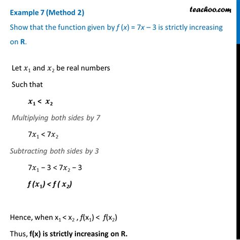 Example 7 Show That F X 7x 3 Is Strictly Increasing