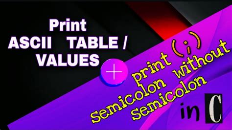 print semicolon without display print ascii table