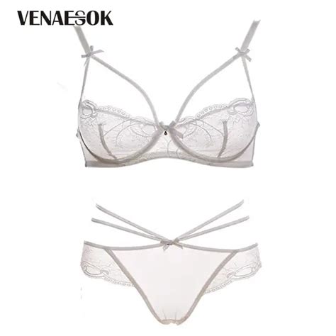 Young Girl Sexy Bra And Panties Sets White Embroidery Lace Lingerie Set