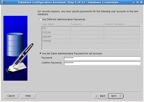 creating a database using database configuration assistant