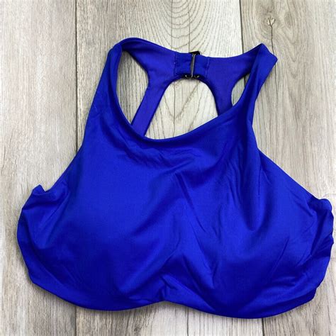 Athleta Bra 32d Dd Small Blue Maldives Bra Cup Bikini Top High Neck