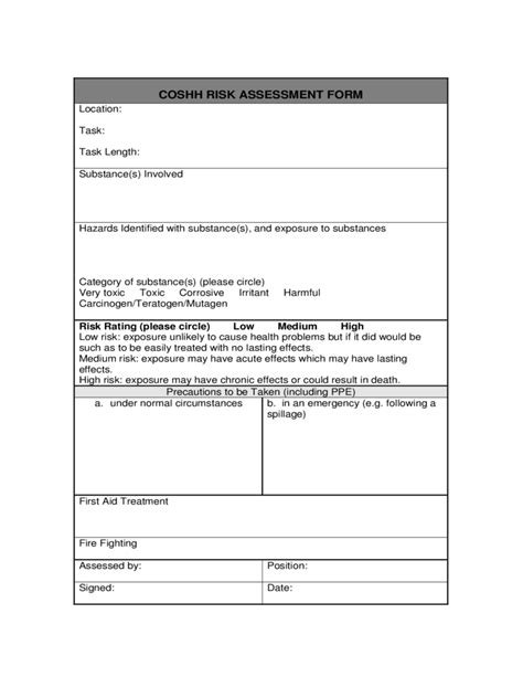 Coshh Risk Assessment Form 2 Free Templates In Pdf Word Excel Download