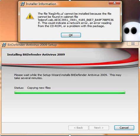an bitdefender installation error occurred