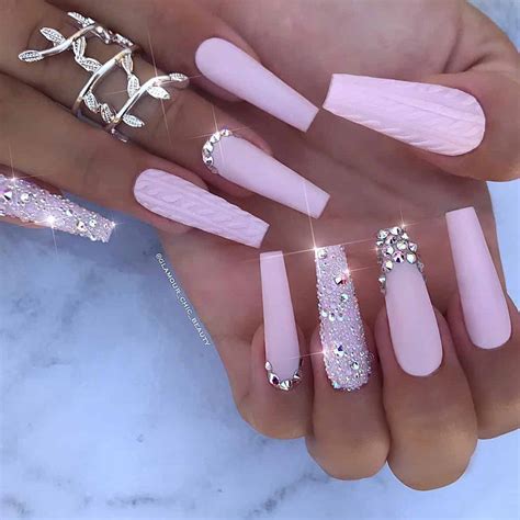 130 Elegant Rhinestones Coffin Nails Designs