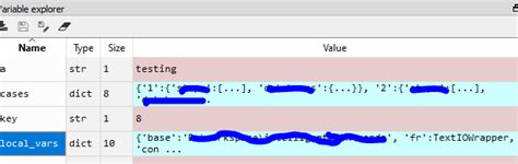 python maximise the f locals dictionary in spyder variable explorer