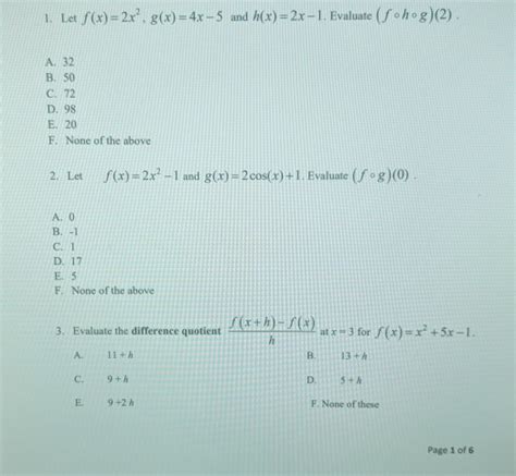 Solved 1 Let F X 2x G X 4x 5 And H X 2x 1