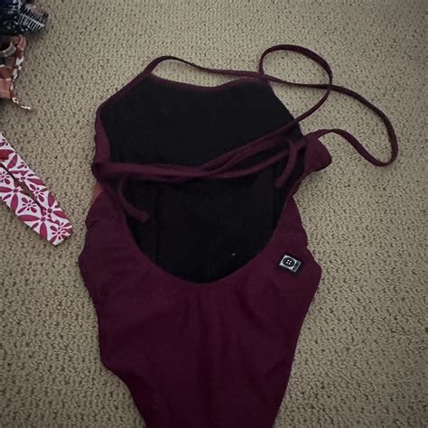 Jolyn Swim Suit Purple Color With Mesh Stripe On Depop