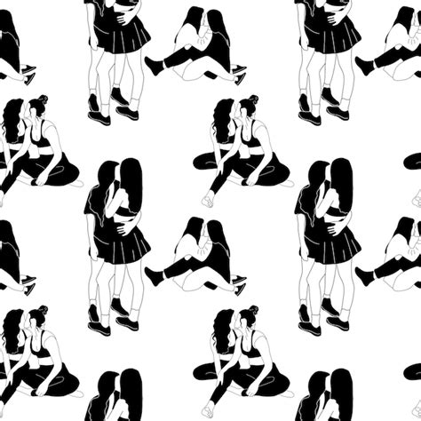 Premium Vector Seamless Pattern With Female Characters Looking At