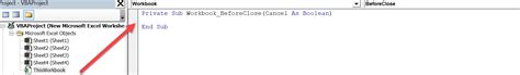 how to use the vba beforeclose event to remind users to