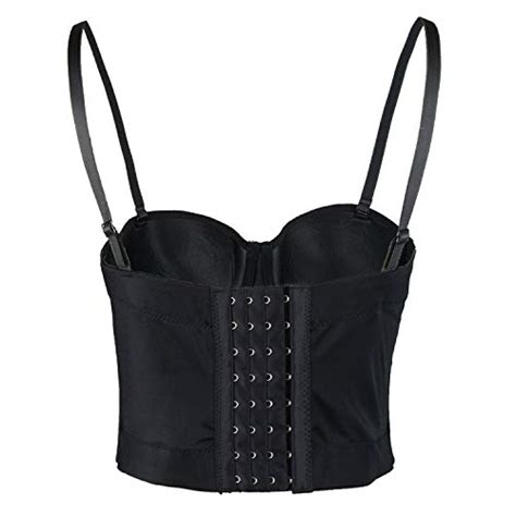 Ellacci Pu Leather Bustier Crop Top Gothic Punk Push Up Womens Corset