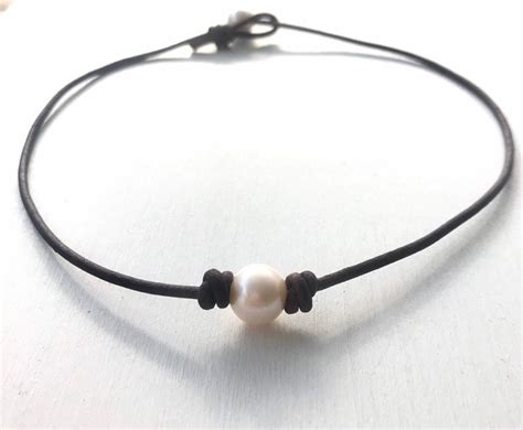 Pearl Choker Freshwater Pearl Choker T For Teen Leather Etsy