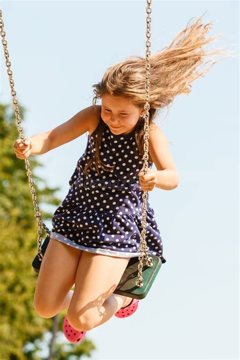 Girl Swinging On Swing Set Stock Image Image Of Hair Lovely 83439907