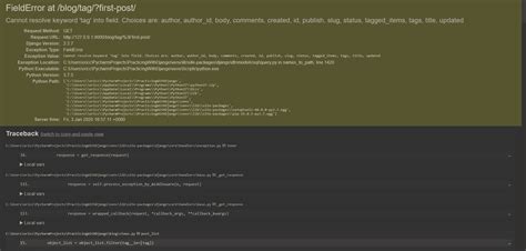 django cannot resolve keyword tag into field stack overflow