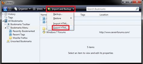 firefox bookmarks export backup and import restore tutorials