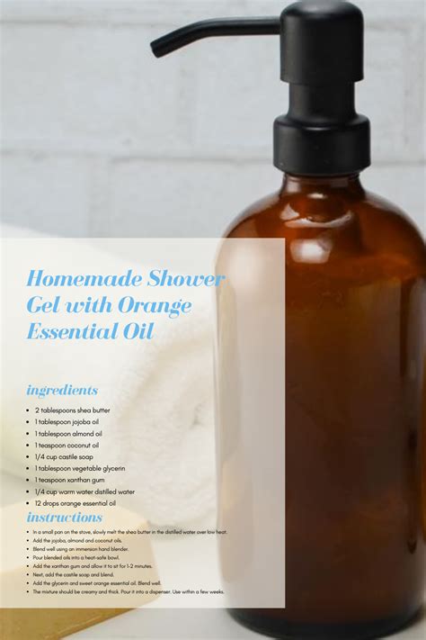 Homemade Shower Gel With Orange Essential Oil Homemade Shower Gel