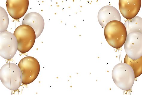 Fronteira De Celebração De Aniversário De Balão De Ouro De Confete E