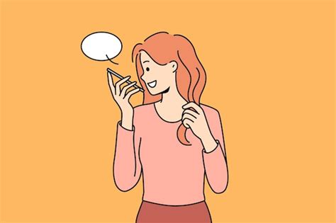 Premium Vector Smiling Woman Talk On Cellphone On Speaker