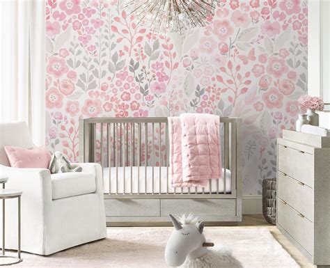 Floral Repositionable Removable Wallpaper Peel And Stick Etsy Girls