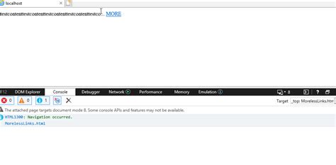 javascript more less links not work in internet