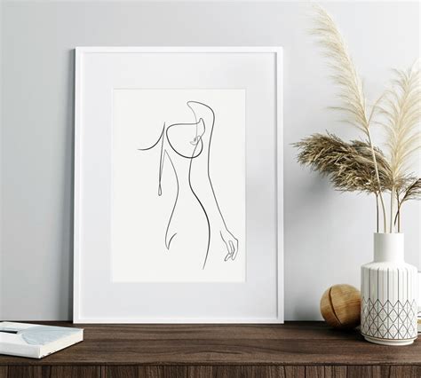 Woman Body Line Art Female One Line Drawing Printable Etsy