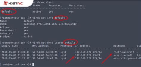 melihat ip address pada vm menggunakan virsh command hostnic id