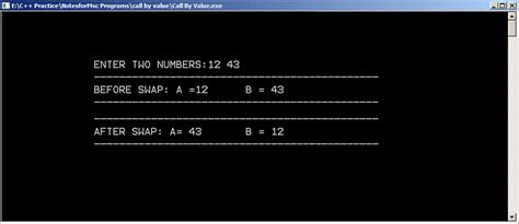 c function that implements call by value c examples