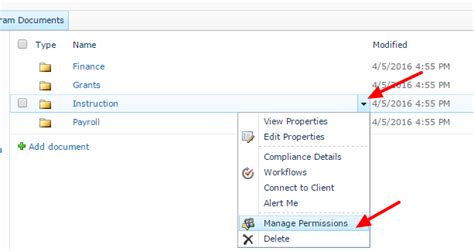 sharepoint managing file folder level permissions college of arts