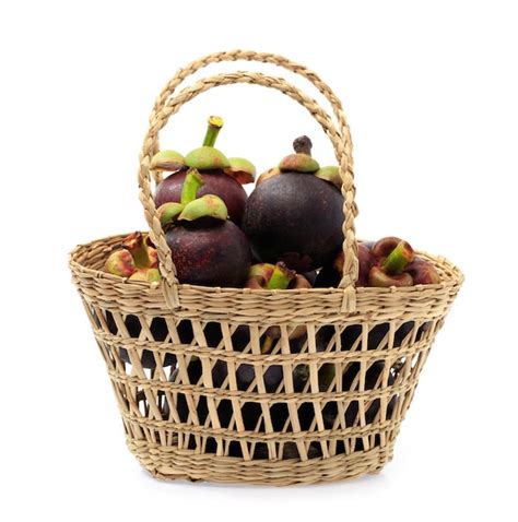 Premium Photo Mangosteen Fruits In Basket Isolated On White Background