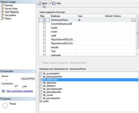 sql server rain or shine creating sql server login