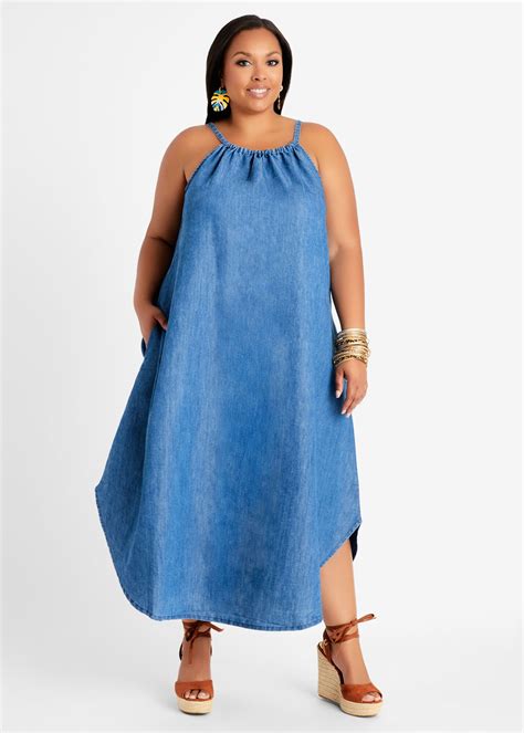 Plus Size Denim Dress Jeans Dresses Sexy Plus Size Chambray Dress