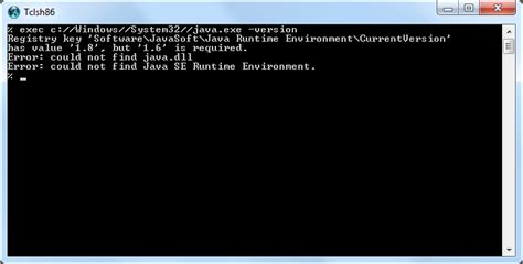 windows java not found when ran from tcl shell stack overflow