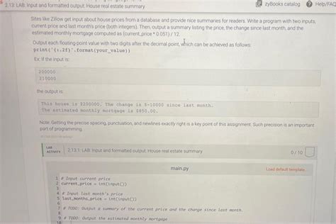 zybooks catalog help faq 2 13 lab input and formatted output house