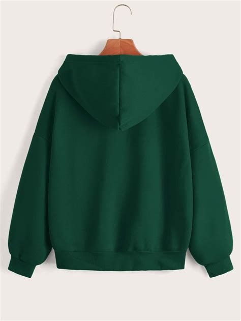 Shein Ezwear Zip Up Drop Shoulder Drawstring Thermal Lined Hoodie
