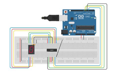 circuit design display de 7 segundos com decodificador cd4511 tinkercad