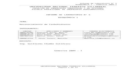 Informe De Laboratorio 6 Bioquimica [doc Document]