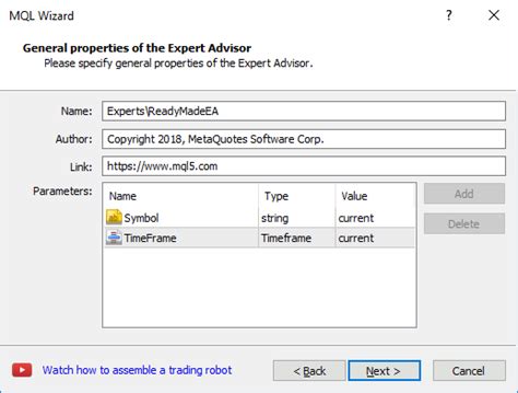 creating a ready made expert advisor mql4 mql5 wizard metaeditor help