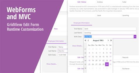 asp grid and card view edit form layout runtime