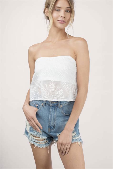 Cute White Crop Top Strapless Top White Top White Crop Top 21
