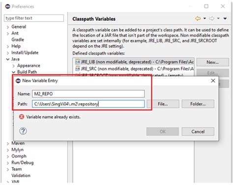 maven how to add m2 repo classpath variable to eclipse qa