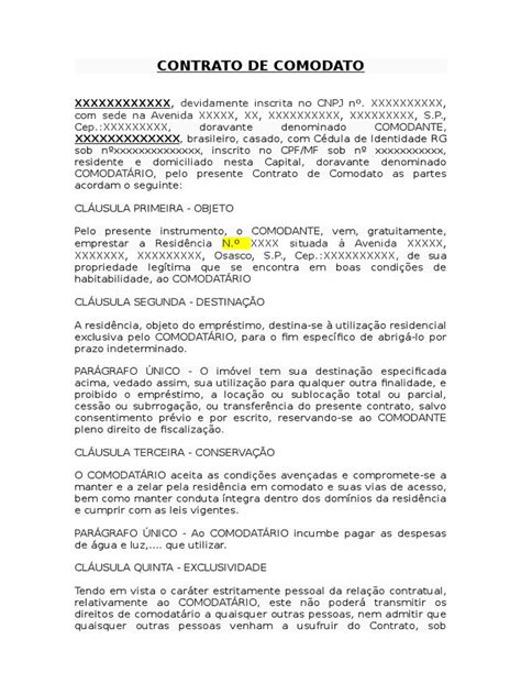 Modelo De Contrato De Comodato Formato Word Gratis 20