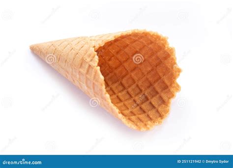 Empty Wafer Waffle Icecream Cone Isolated On White Background Stock