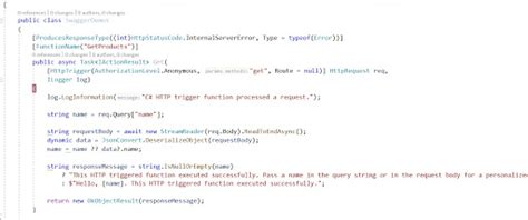 swagger ui for azure function v2 and v3 apis